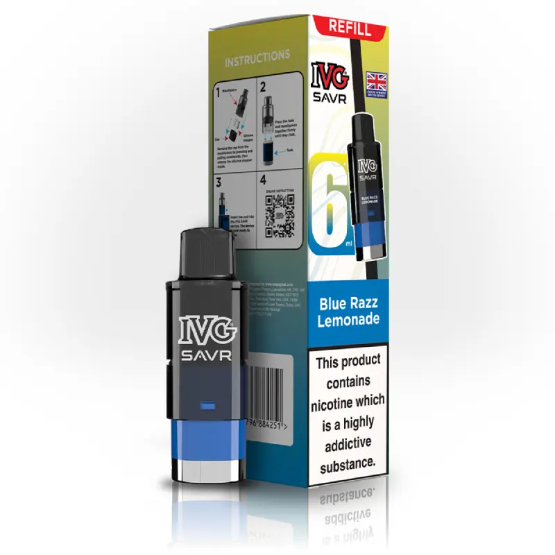 IVG SAVR Prefilled Disposable Vape Pods 20mg - Blue Razz Lemonade ...